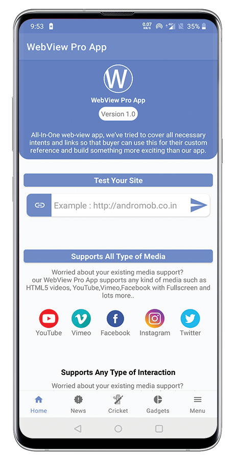 WebPro - Easy Configurable Android WebView Pro App Template by AndroMOB